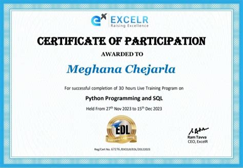 I Am Extremely Delighted To Share That I Have Successfully Completed Python Programming And Sql