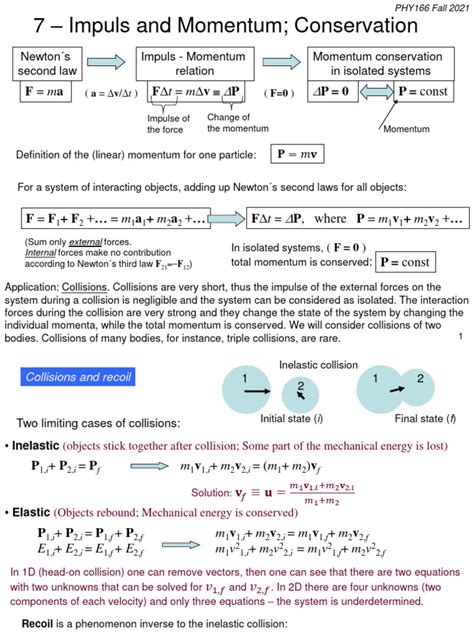 Phy166 07 Impuls And Momentum Pdf Momentum Collision