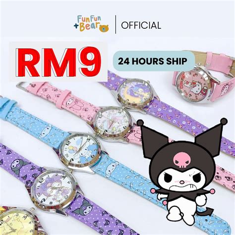Sanrio Mm Kawaii My Melody Cinnamoroll Cartoon Kuromi Watch Electronic Cartoon Budak Jam
