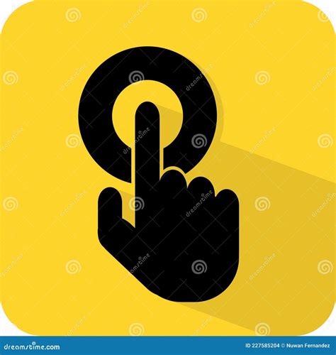 Power On Button Pressing Finger Press Here Sign Switch Turn Off Vector Illustration Stock