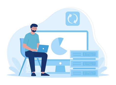 Premium Vector Man Analyzing Data Storage Graph Concept Flat