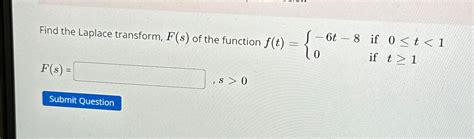 Solved Find The Laplace Transform F S Of The Function Chegg