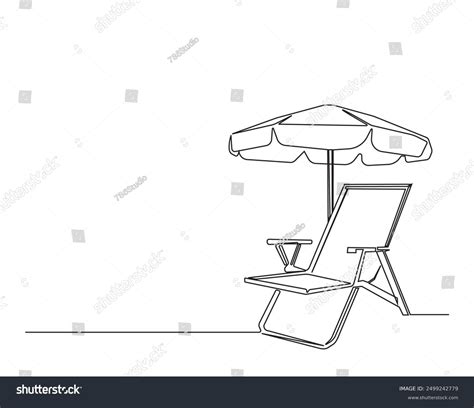 Simple Continuous One Line Drawing Sunbed Stock Vector Royalty Free