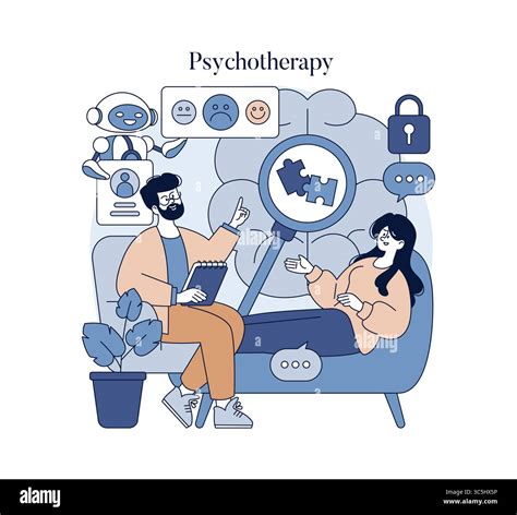 Vector Illustration Depicting A Psychotherapy Session Where A