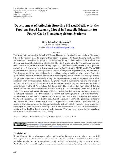 Pdf Development Of Articulate Storyline 3 Based Media With The Problem Based Learning Model In