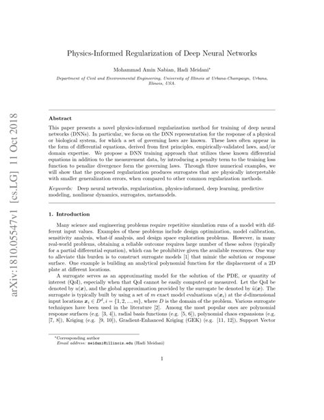 PDF Physics Driven Regularization Of Deep Neural Networks For