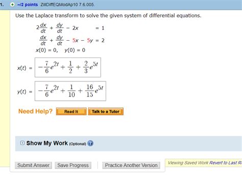 solved use the laplace transform to solve the given system