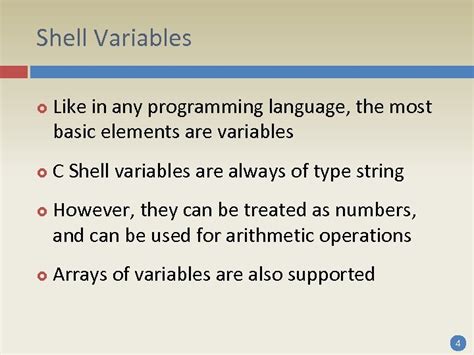 Shell Programming Lecture Overview Shell Variables Shell