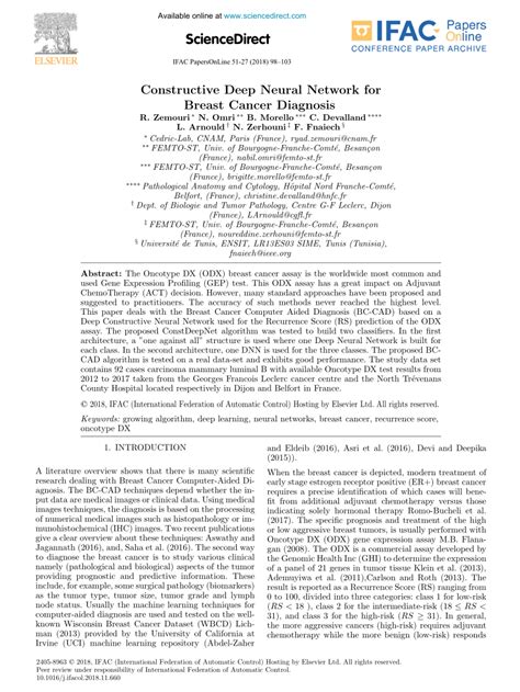 PDF Constructive Deep Neural Network For Breast Cancer Diagnosis