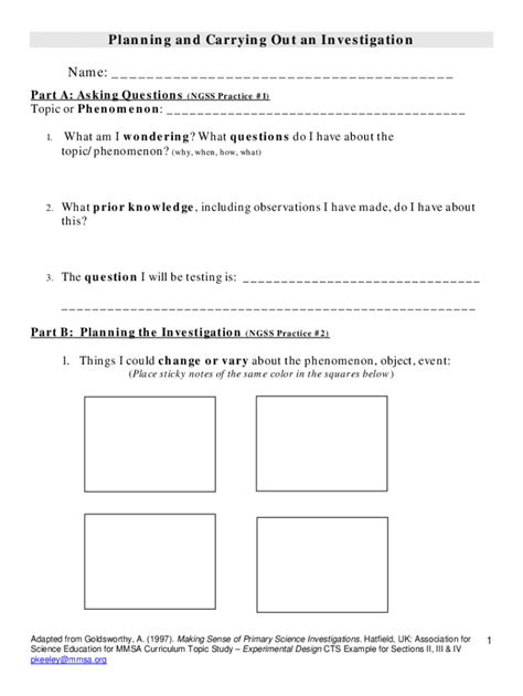 Fillable Online Experimental Design Worksheet Scientific Method Answer