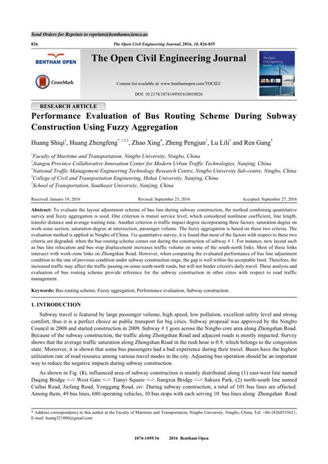 Pdf Performance Evaluation Of Bus Routing Scheme During Subway