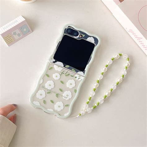 테트라 갤럭시 Z플립 6 5 4 3 스트랩 물결 투명 실리콘 예쁜 꽃무늬 패턴 제트플립 지플립 Zflip 케이스