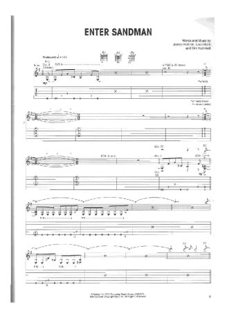 Enter Sandman Sheet Music Metallica Guitar Tab How To Play Enter