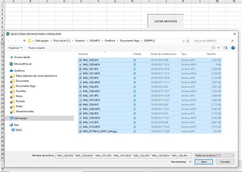 Listar Todos Los Archivos Seleccionados Excel Signum