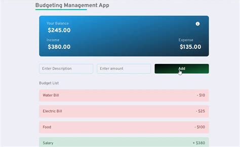 Budgeting Management App In Vanillajs With Source Code Sourcecodester