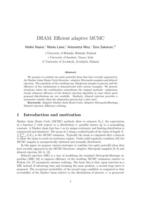 Pdf Dram Efficient Adaptive Mcmc