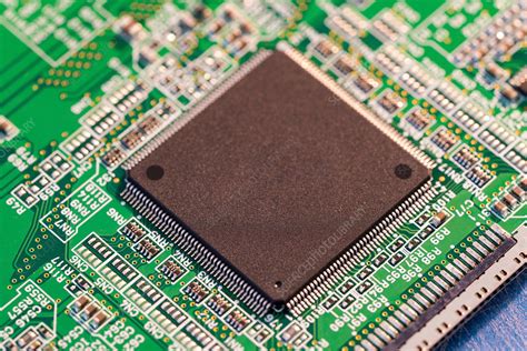 Silicon Chip On A Circuit Board Microprocessor Stock Image F017