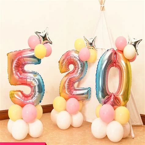 32 인치 호일 번호 풍선 금속 라텍스 풍선 스탠드 색종이 풍선 어린이 생일 웨딩 파티 용품 금속 크롬 풍선풍선 And 액세서리 Aliexpress