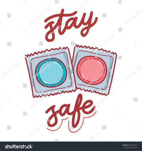 Friendly Illustration About Safe Sex Lettering เวกเตอร์สต็อก ปลอดค่า
