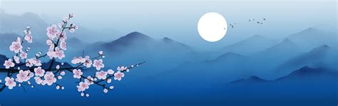 꽃이 만발한 벚꽃 가지와 부드러운 슬로프가있는 안개 낀 산 전통적인 동양 잉크 페인팅 스미e U죄 고화 젠 스타일에 대한 스톡 벡터 아트 및 기타 이미지 Istock