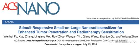肿瘤微环境响应性减小尺寸的纳米放疗增敏平台增强瘤内渗透和放疗增敏 知乎