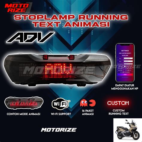 Jual Stoplamp Running Text Animasi Adv 150 160 Lampu Led Rem Belakang