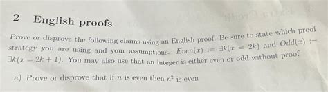 Solved 2 English Proofs Prove Or Disprove The Following