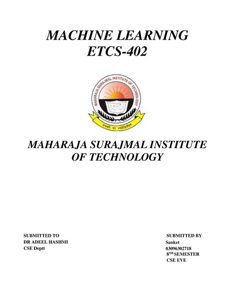 29 Sanket Ml Practical Machine Learning Etcs 402 Maharaja Surajmal