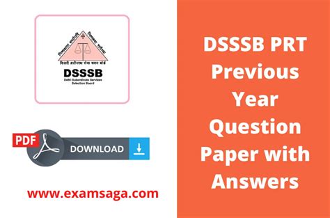 DSSSB PRT Previous Year Question Paper With Answers Download Last 5 Years DSSSB PRT Solved