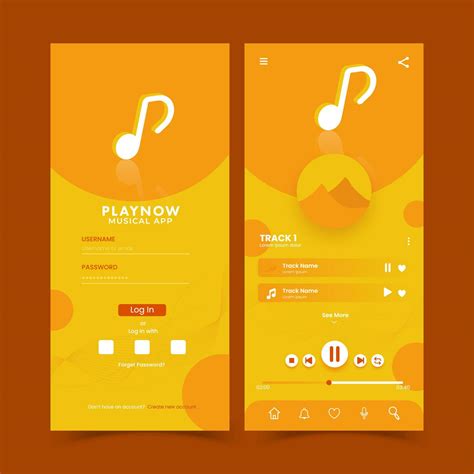 Set Of UI UX GUI Screens Musical App Template Layout Including Login Tracking Songs 23335848