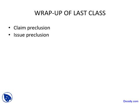 Claim Preclusion Civil Procedure Lecture Slides Docsity
