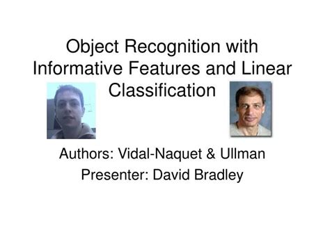 Ppt Object Recognition With Informative Features And Linear Classification Powerpoint