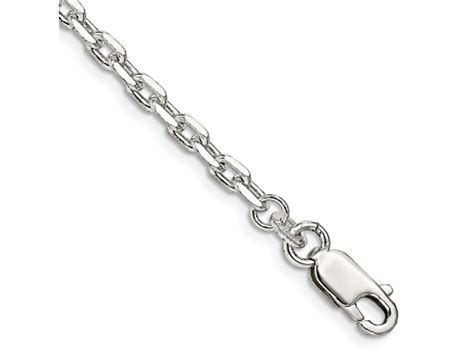 Sterling Silver 325mm Beveled Oval Cable Chain Bracelet 14zmzb Jtv