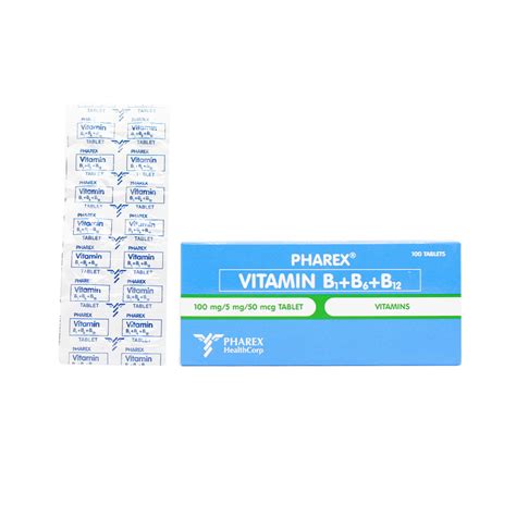Pharex Vitamin B1 Vitamin B6 Vitamin B12 100mg 5mg 50mcg 1