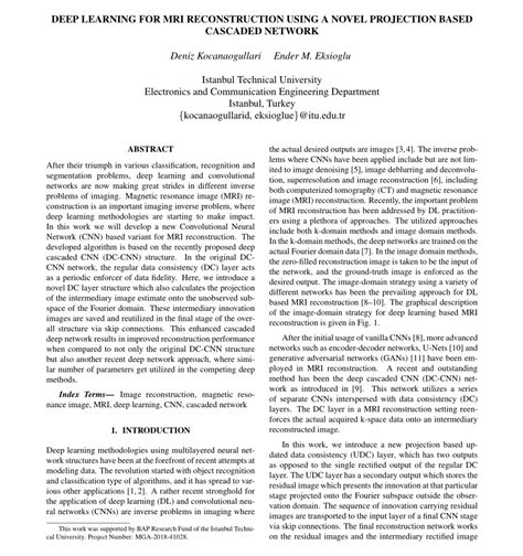 Pdf Deep Learning For Mri Reconstruction Using A Novel Projection Based Cascaded Network