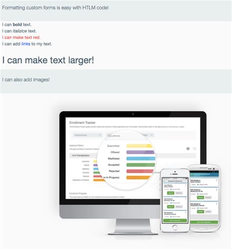 Prepare Use Html Code To Add Formatting To Forms Schoolmint Support