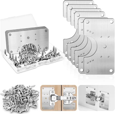 6 Pcs Cabinet Hinge Repair Replacement Kit Stainless Steel Cabinets