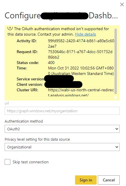 unable to set oauth credential for azure ad graph microsoft fabric community