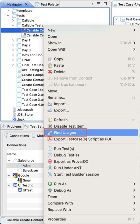 Searching Provar With Find Usages Provar Documentation