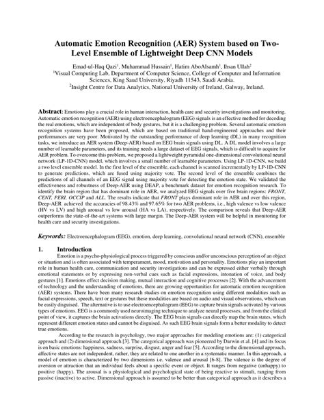 Pdf Automatic Emotion Recognition Aer System Based On Two Level Ensemble Of Lightweight Deep