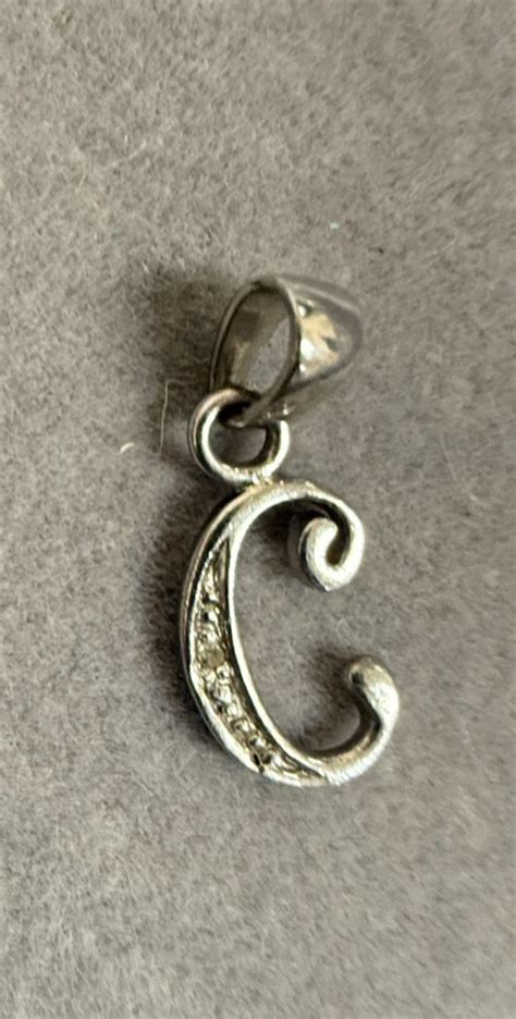 Vintage Initial Cursive Letter C Classic Sterling Sil Gem