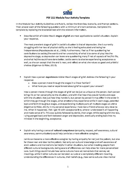 PSY 211 Module Four Activity Then Answer Each Of The Following Questions With A Minimum Of 2