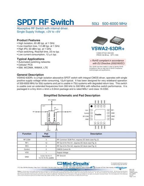 Spdt Rf Switch Mini Circuits