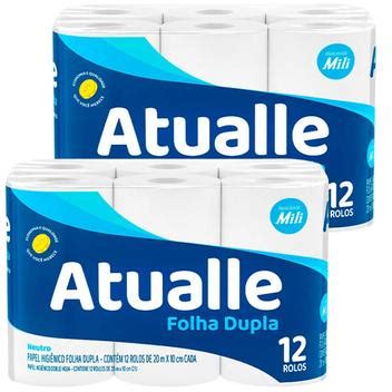 Papel Higiênico Atualle Folha Dupla Neutro 24 Rolos Mili Papel