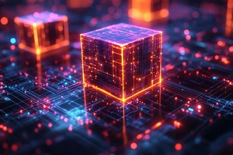 Glowing Digital Cubes Tech Background Premium Ai Generated Image