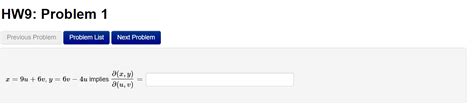 Solved Hw9 Problem 1 Previous Problem Problem List Next