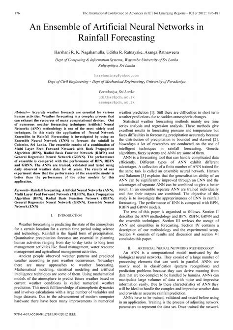 Pdf An Ensemble Of Artificial Neural Networks In Rainfall Forecasting
