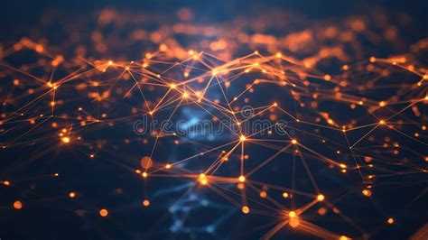 A Virtual Grid Of Glowing Lines And Dots At Nodes Stock Image Image Of Concept Business