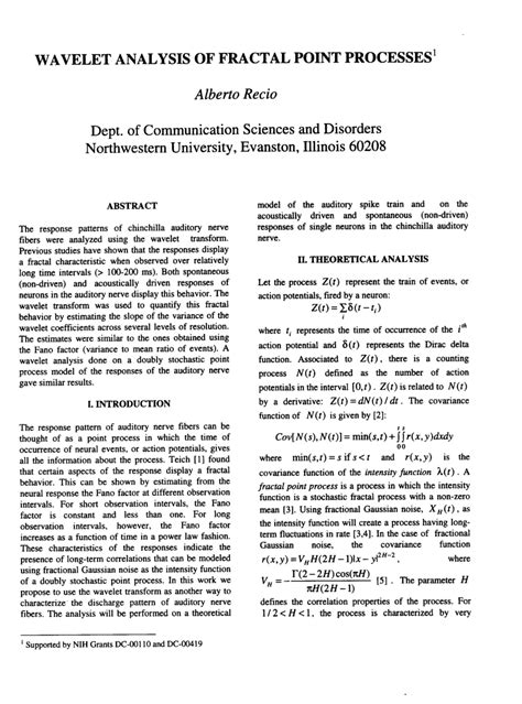 Pdf Wavelet Analysis Of Fractal Point Processes