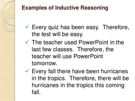 Inductive Reasoning Examples Alisen Berde